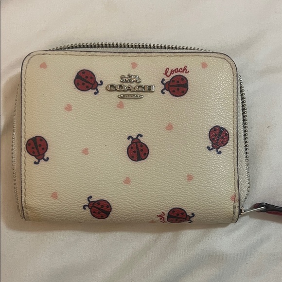 Coach | Bags | Coach Cream Wallet With Red Ladybug Design | Poshmark
